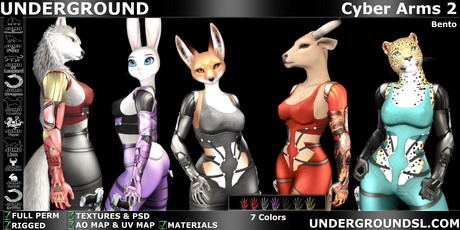 Second Life Marketplace - (UG FULL PERM) - Cyber Arms 2 Furry Female